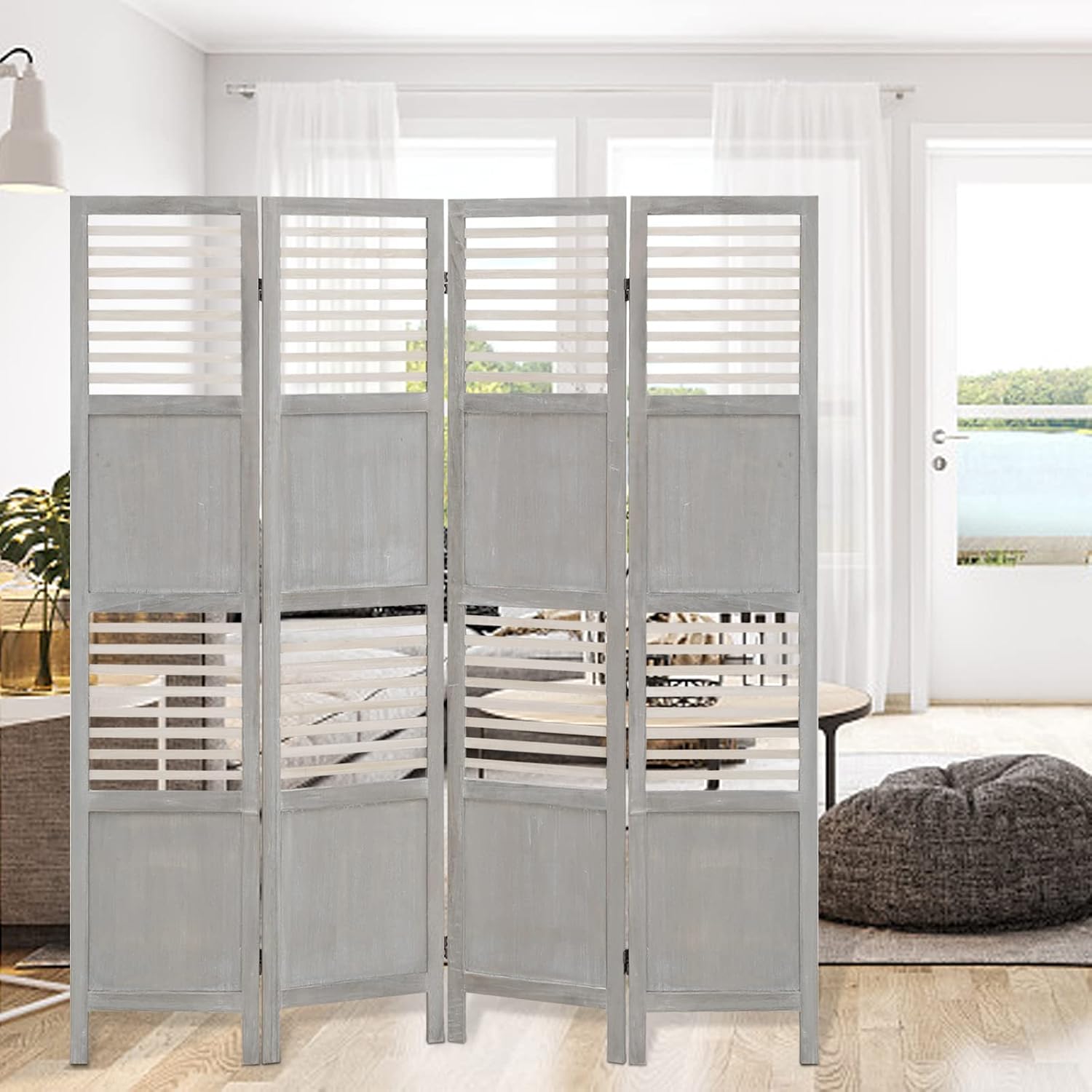 Buy ECOMEX Carved 4 Panel Room Dividers,5.6 FT Foldable Privacy Screens ...