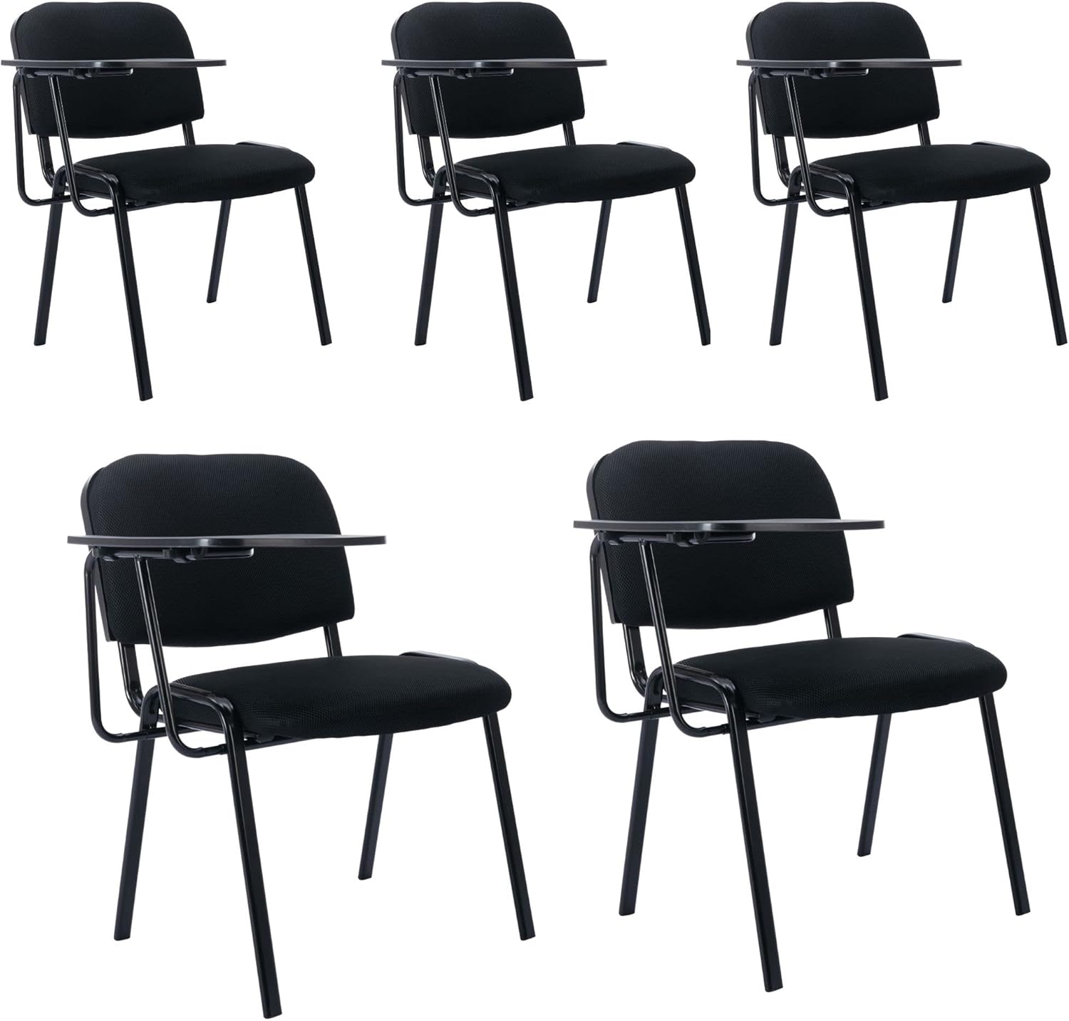 Amazon.com: HNY Black Tablet Arm Chairs Set of 5, Mesh Office Waiting ...