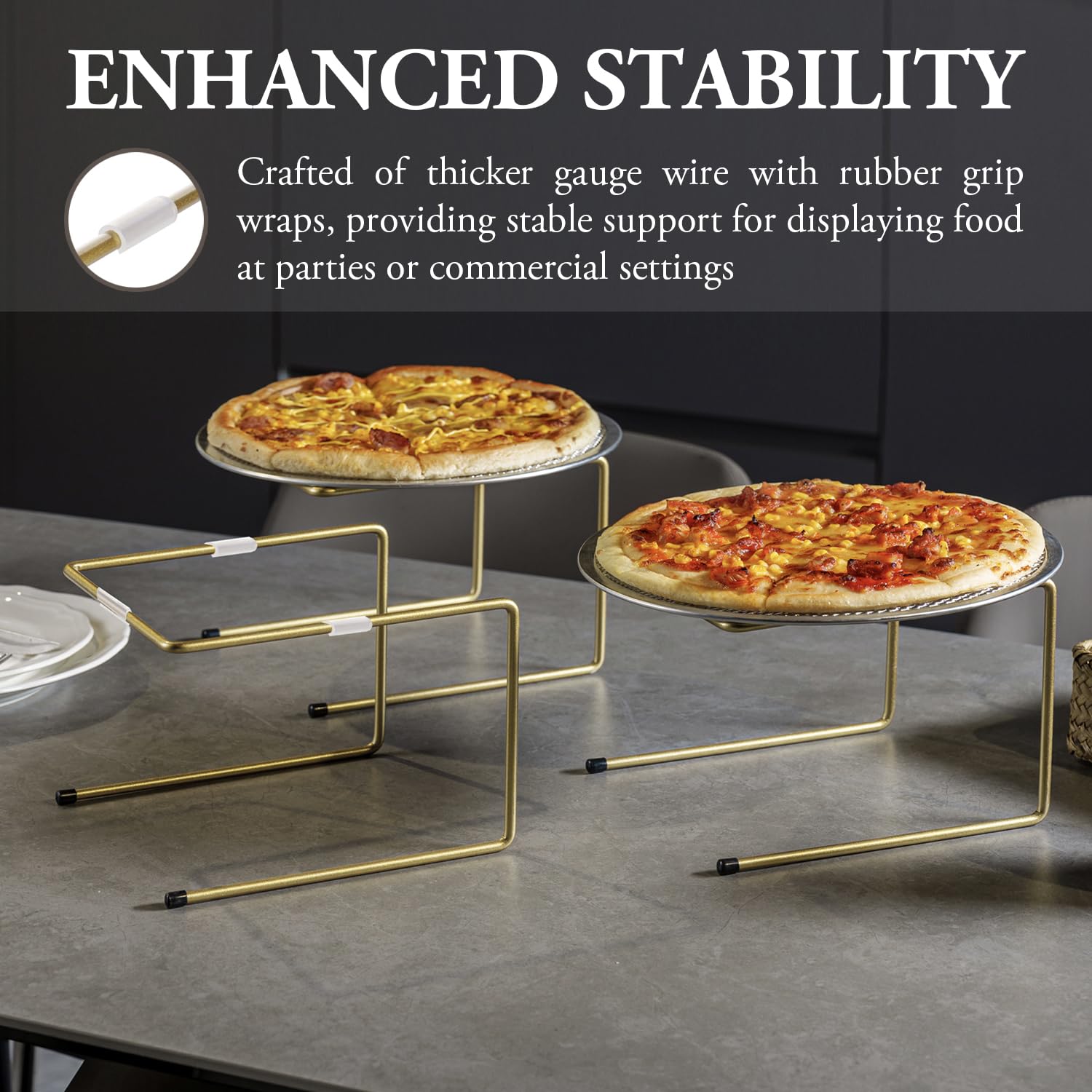 Snapklik.com : MyGift Brass Metal Pizza Table Stands