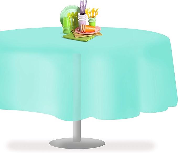 Amazon.com: Aqua 12 Pack Premium Disposable Plastic Tablecloth 84" Inch ...