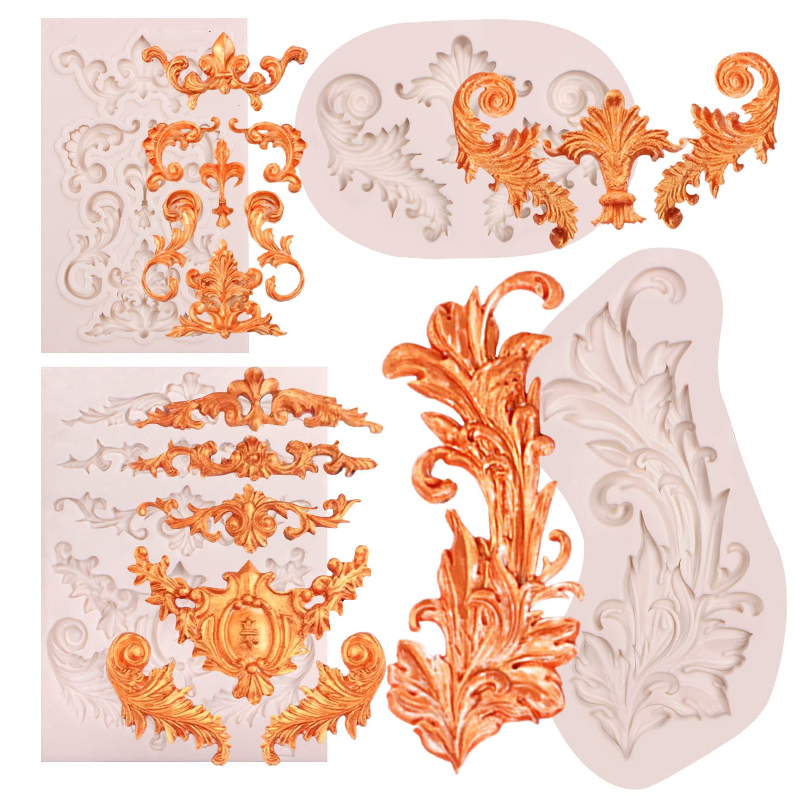Amazon.com: Baroque Feather Chocolate Molds Silicone, Scroll Relief ...
