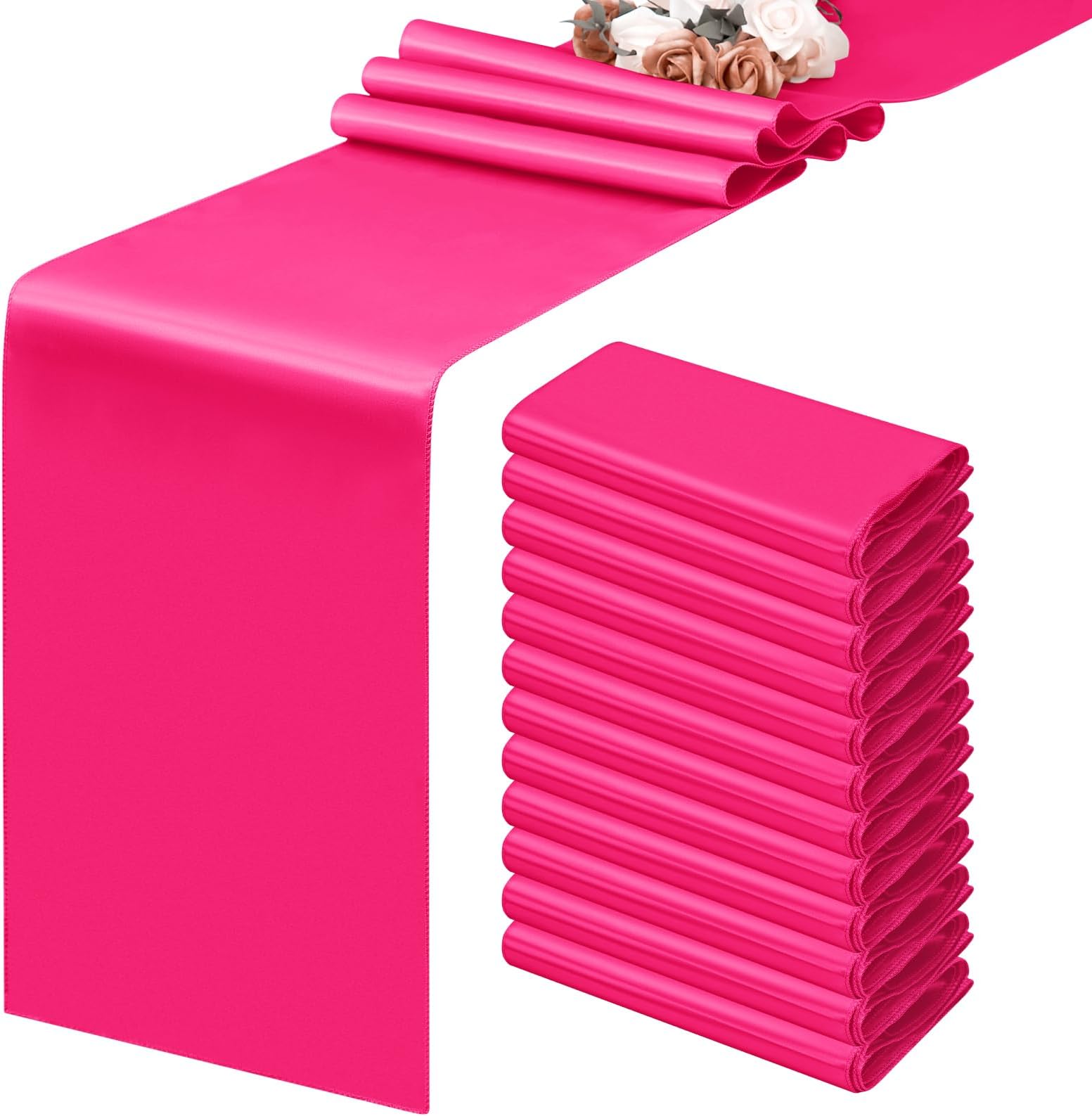 Amazon.com: SiinvdaBZX 12 Pcs Hot Pink Satin Table Runner 12 x 108 ...