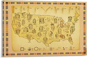 Amazon.com: Native American Tribes Vintage Poster Map, Tribes of ...