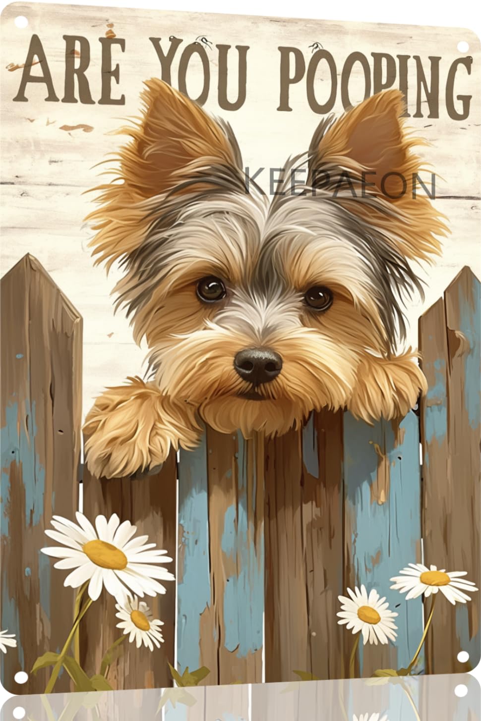 Amazon.com : KEEPAEON Are You Pooping Yorkie Vintage Metal Wall Art ...