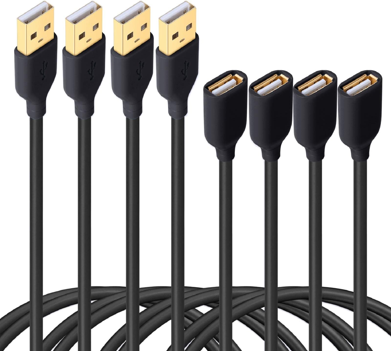 Amazon.com: Besgoods USB Extension Cable, 4-Pack 6ft/2m USB 2.0 ...