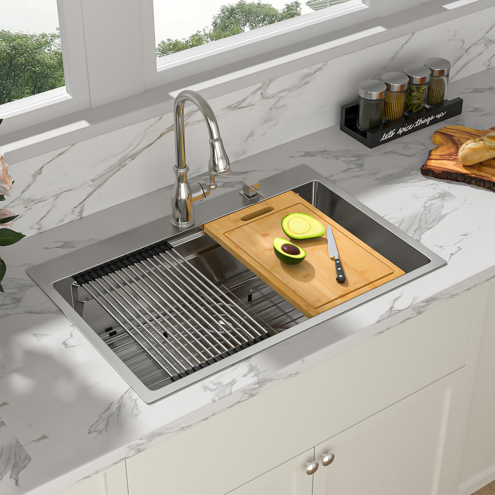 Snapklik.com : 33 Kitchen Sink Topmount - Sarlai 33 X 22 Inch Drop In ...