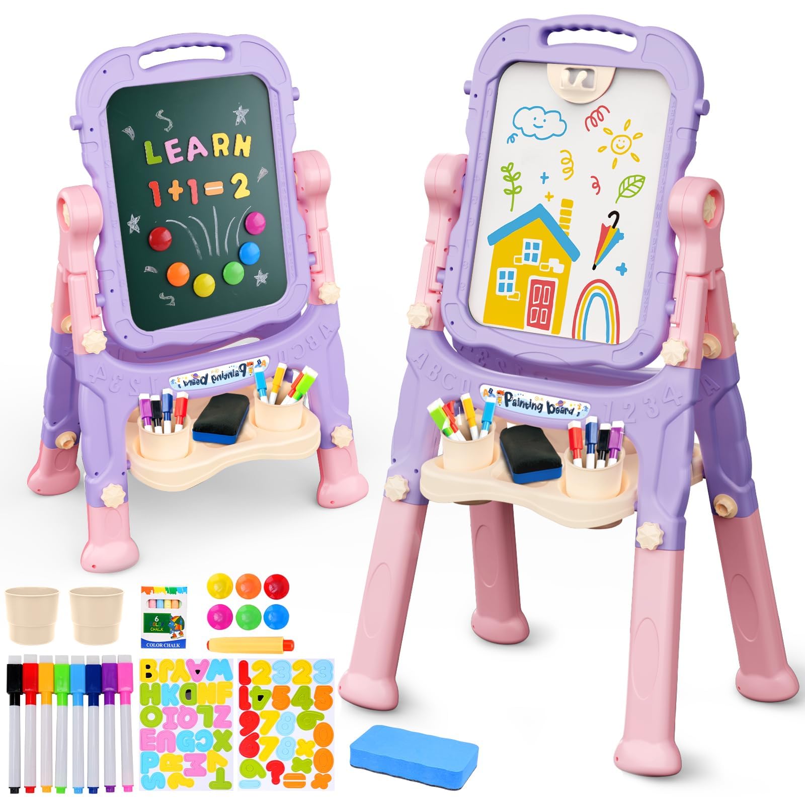 Amazon.com: AuntyFey Easel for Kids, Kids Easel, Double-Sided Art Easel ...