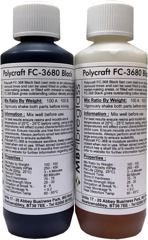 Polycraft FC 3680 Black Polyurethane Casting Resin - 500g Kit (FC3680 ...