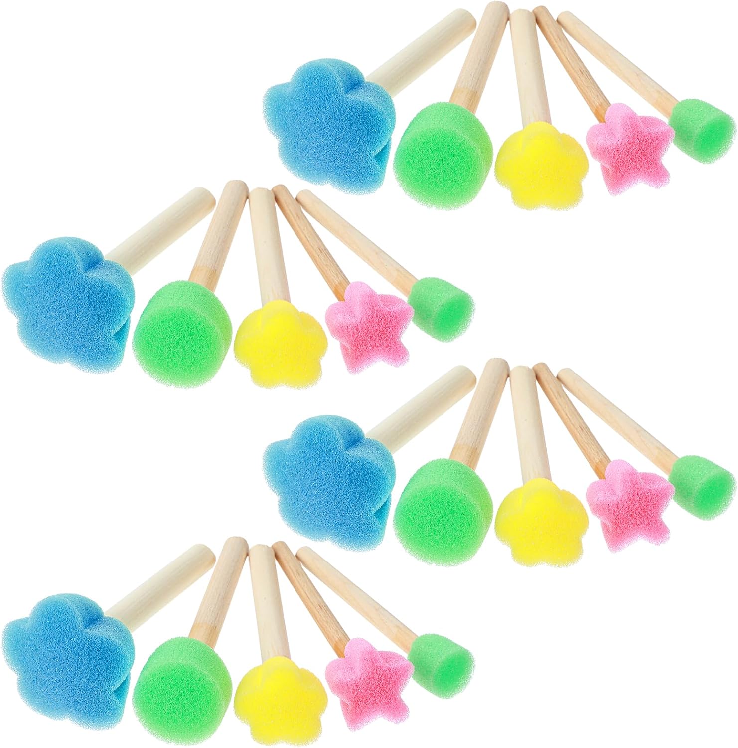 Nogeqi 20 Pcs Sponge Brushes for Painting, Round Flower Sponges Brush ...
