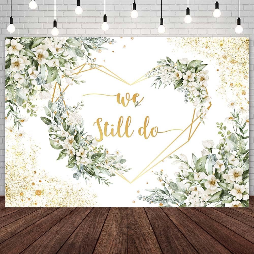 Amazon.com : AIBIIN 8x6ft We Still Do Wedding Backdrop White Flowers ...