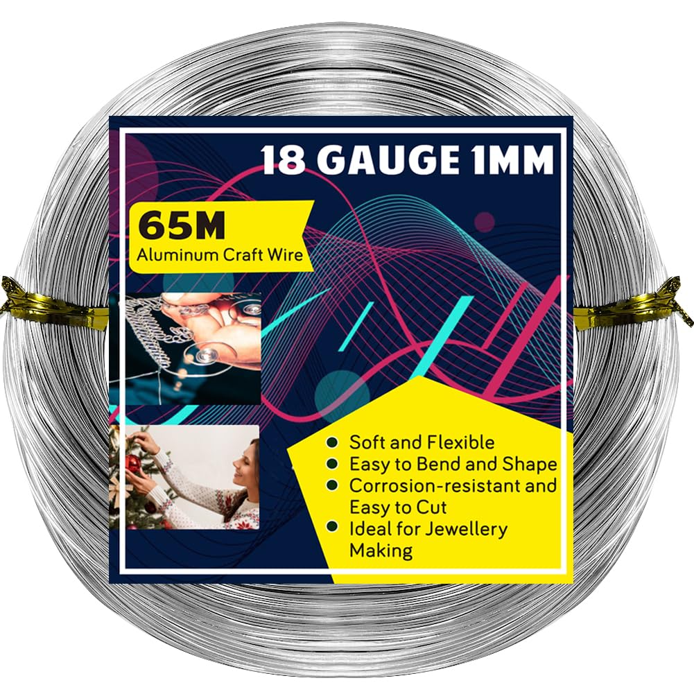 65 m Aluminum Craft Wire, 18 Gauge 1mm Metal Wire for Craft Bendable ...