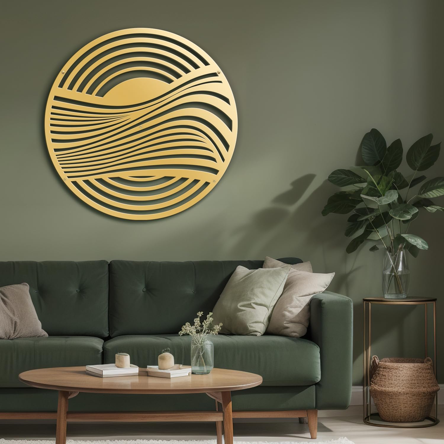 Amazon.com: SIGNLEADER Gold Metal Wall Art Decor Gold Circle Stripes Minimalist Modern Abstract ...