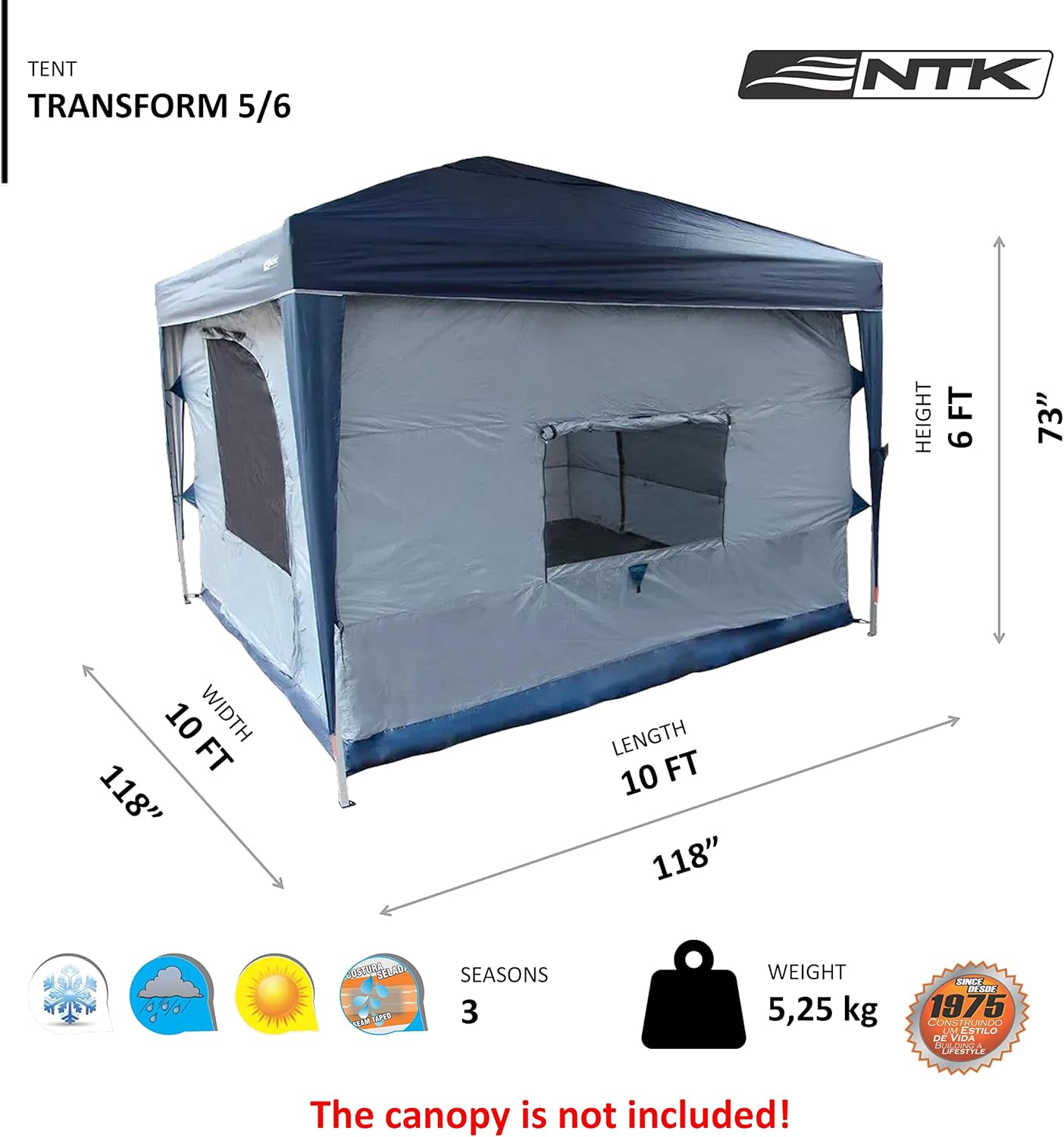 NTK Transform Camping Tent attaches to Any 10'x10' Easy Up Pop Up ...