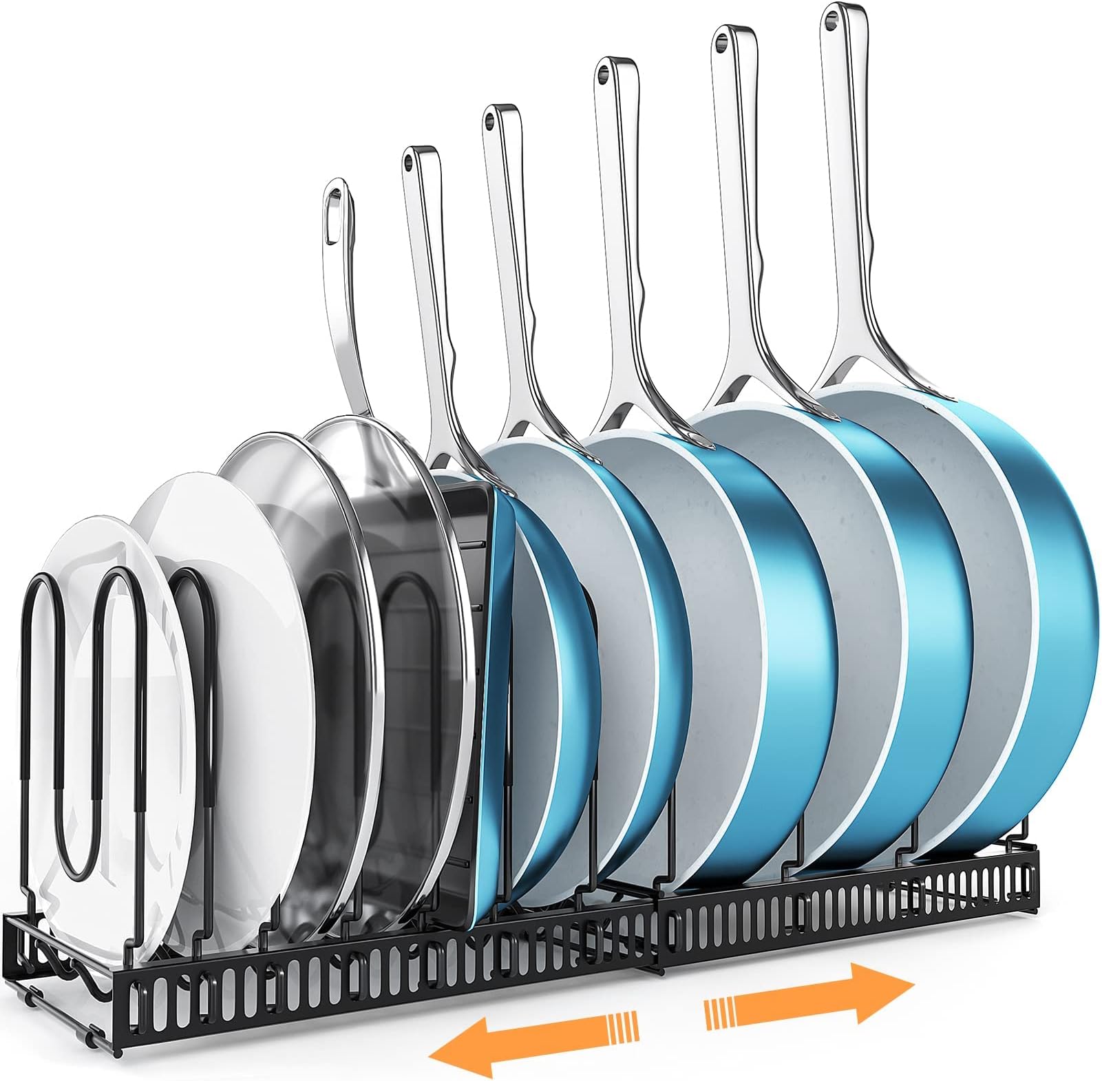 Amazon.com: Simple Houseware Silver Metal Pan Organizer Rack, 8.8 in W ...