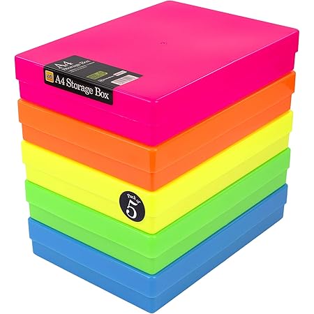 WestonBoxes A4 Colourful Transparent Plastic Craft Storage Boxes with ...