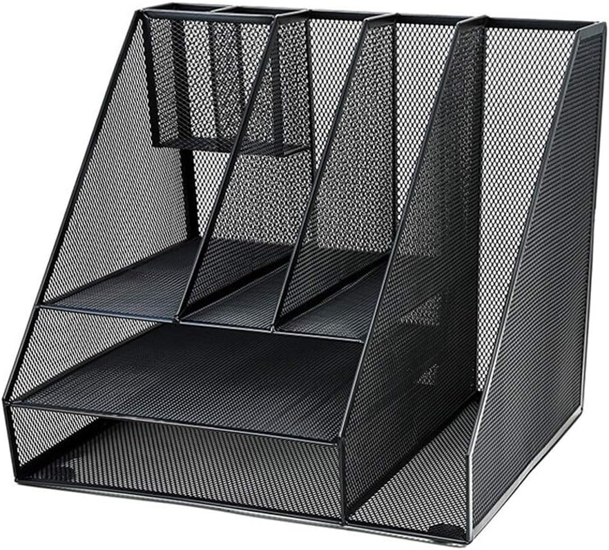 Amazon.com: File Folder Rack Desk Organizer Racks Black Metal Mesh File ...