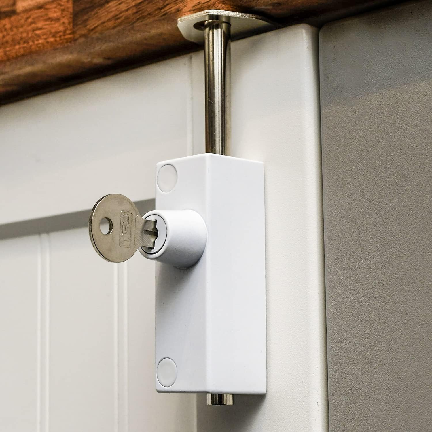 White Multi-Purpose Door Bolt with 2 Keys. Security Bolts for Various ...