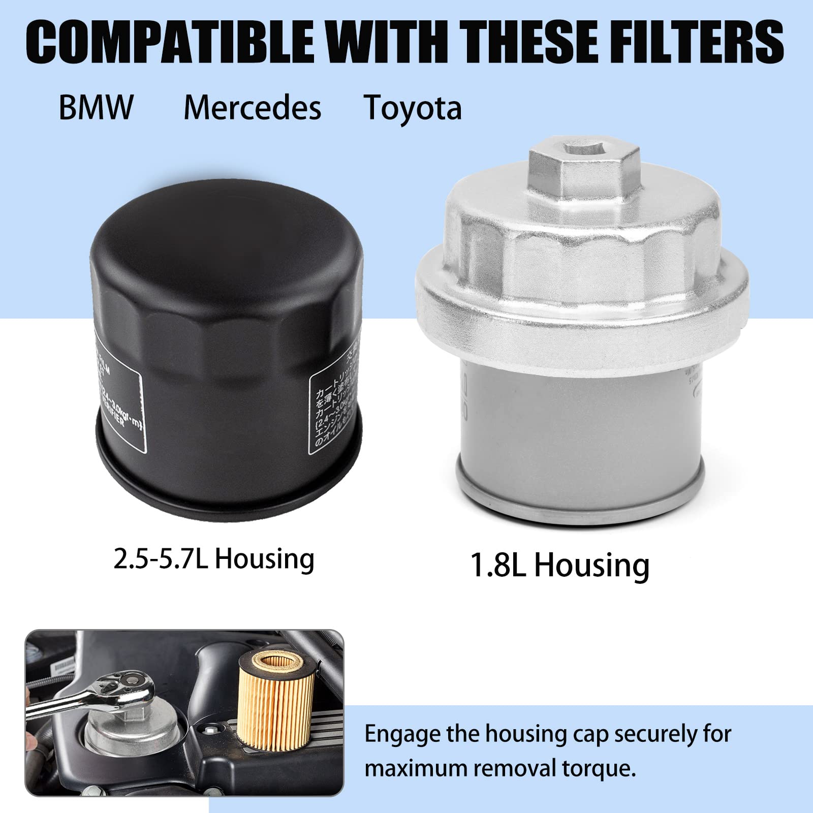 MOFEEZ Oil Filter Cap Wrench Metric 10-Piece Socket Set Tool Kit 24mm ...