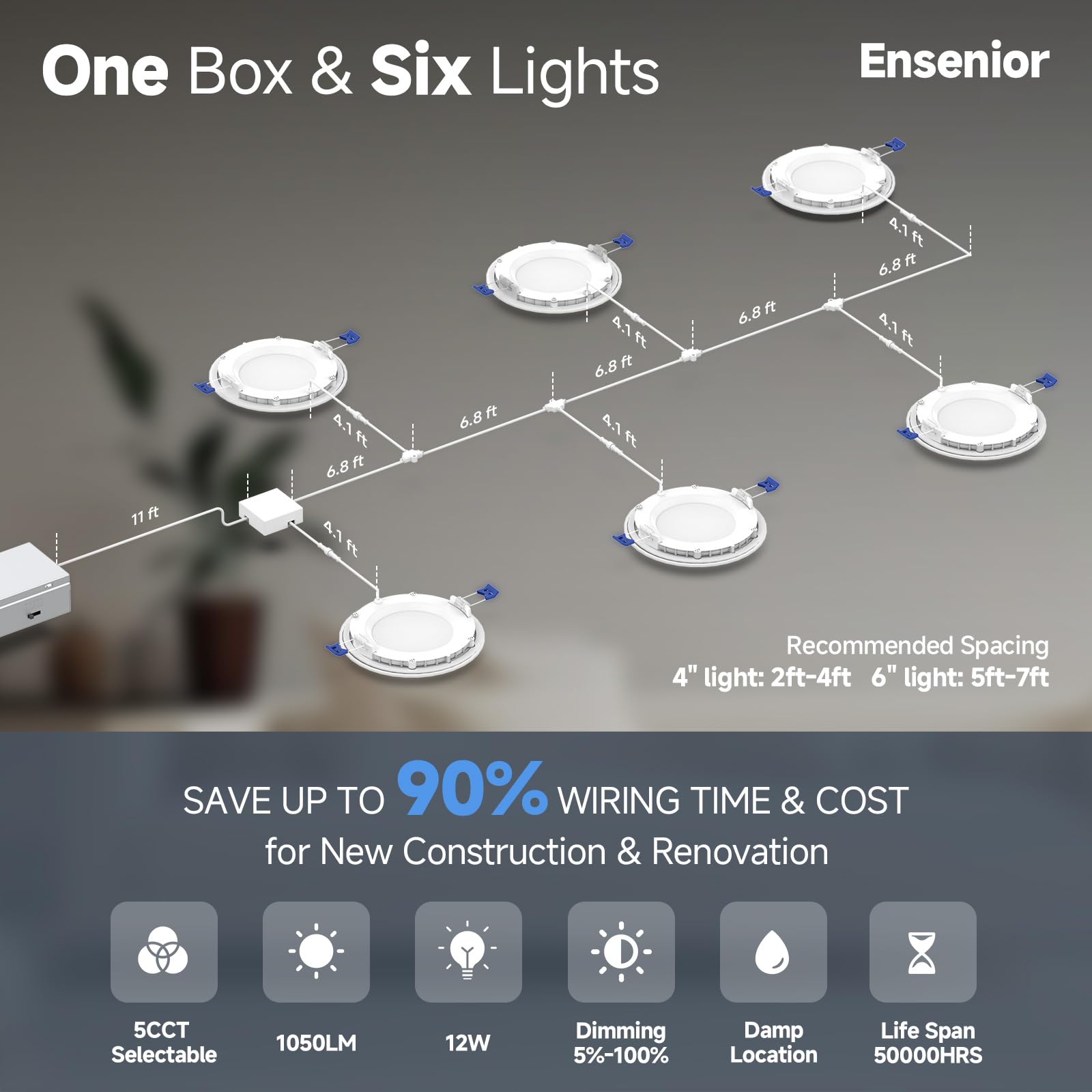 Snapklik.com : Ensenior 12 Pack 4 Inch LED Recessed Ceiling Light