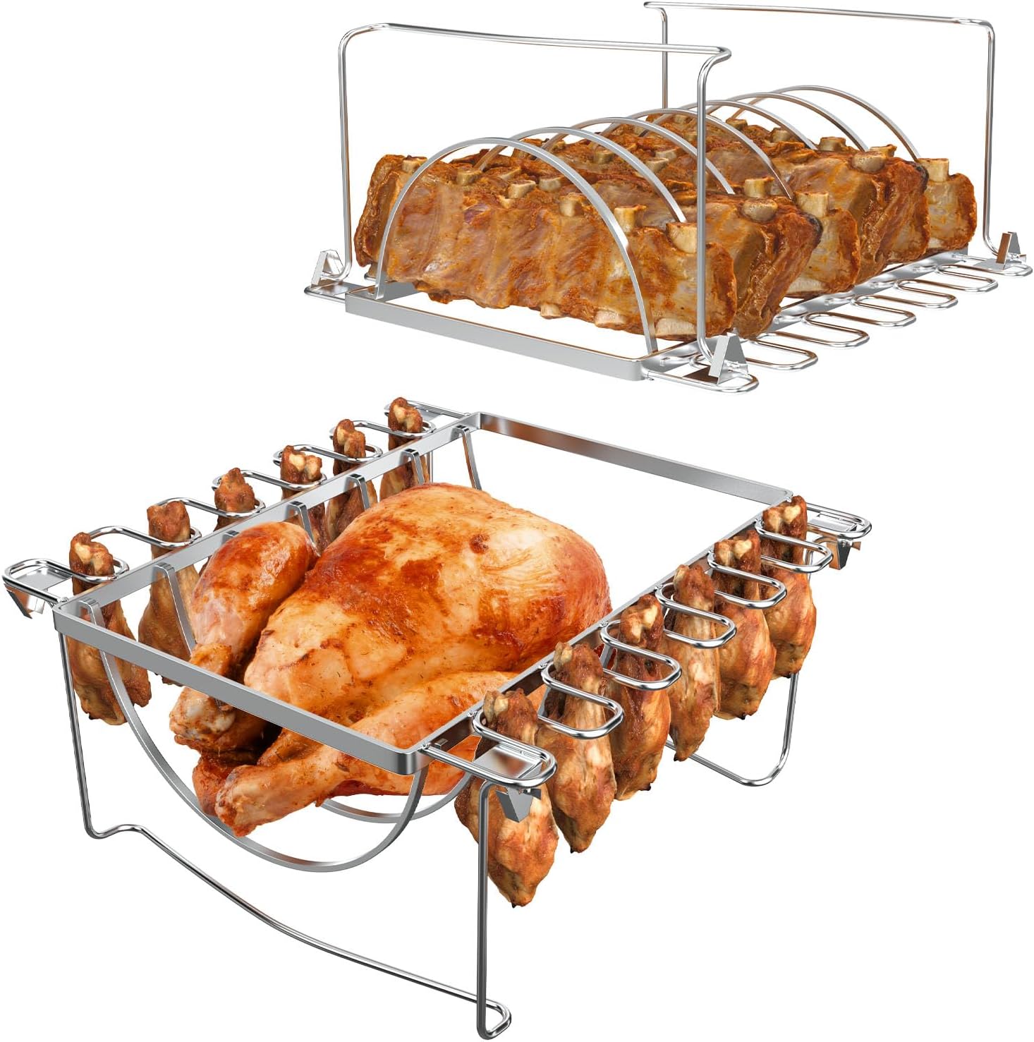 Amazon.com : BBQ Future 3-in-1 Rib Racks & Chicken Leg Rack for Smoker ...