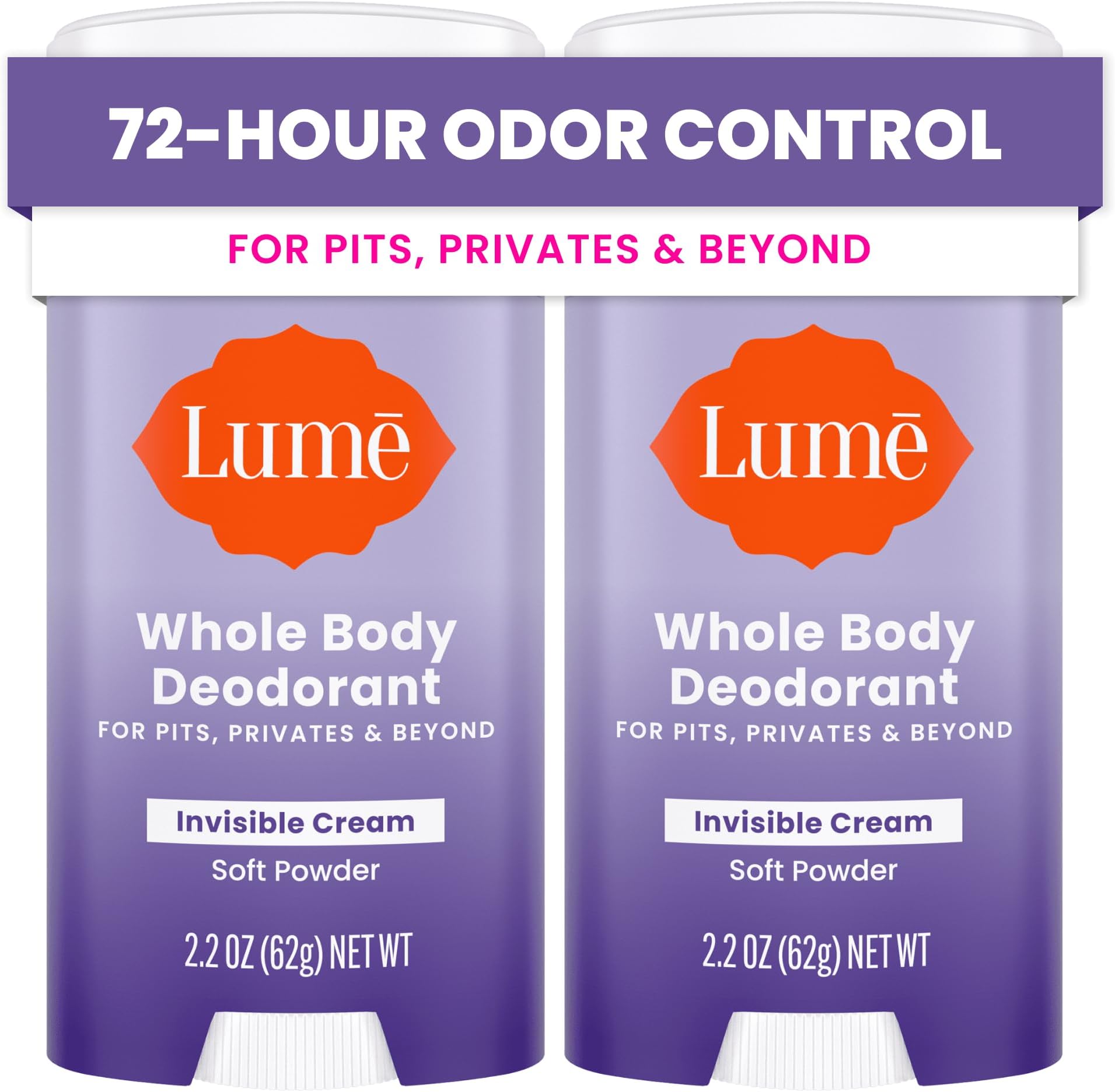 Amazon.com : Lume Whole Body Deodorant - Invisible Cream Stick - 72 ...