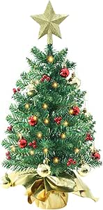 Liecho 24 Inch Tabletop Mini Christmas Tree, Miniature Pine Christmas ...