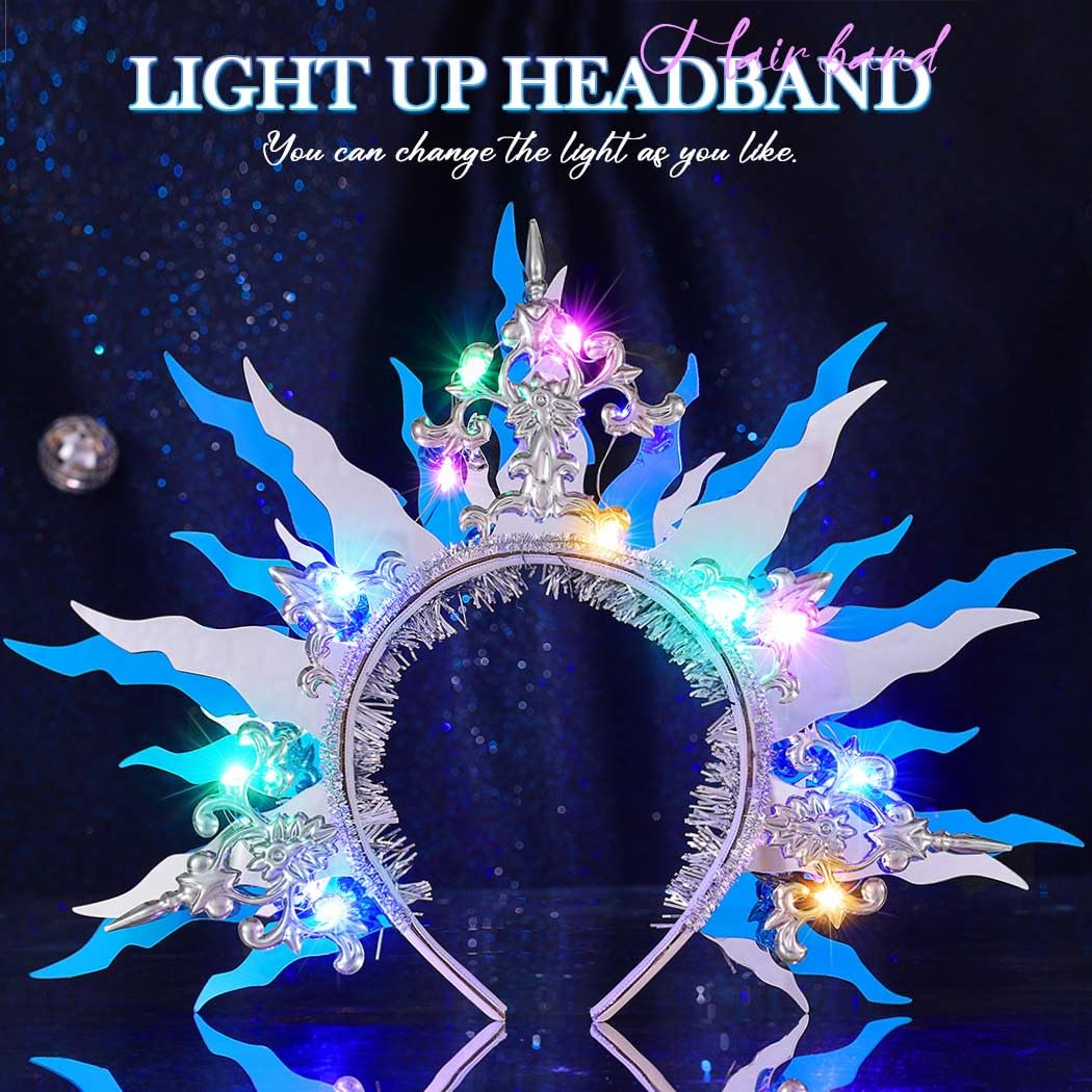 Zoestar Light Up Headband LED Flame Headbands Sparkly Glowing Headpiece ...