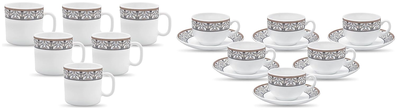 La Opala Diva, Sovrana Collection, Opal Glass Cup & Saucer Set 12 pcs ...