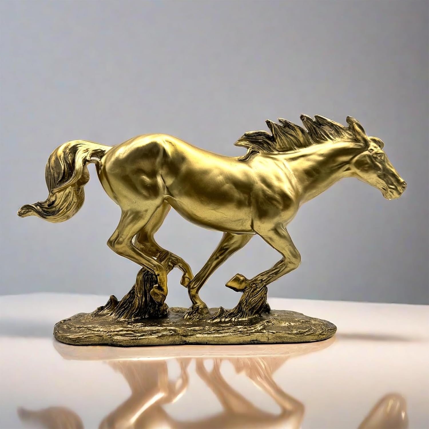 Amazon.com: Gold Horse Statue - Resin Horse Figurine for Home & Office ...