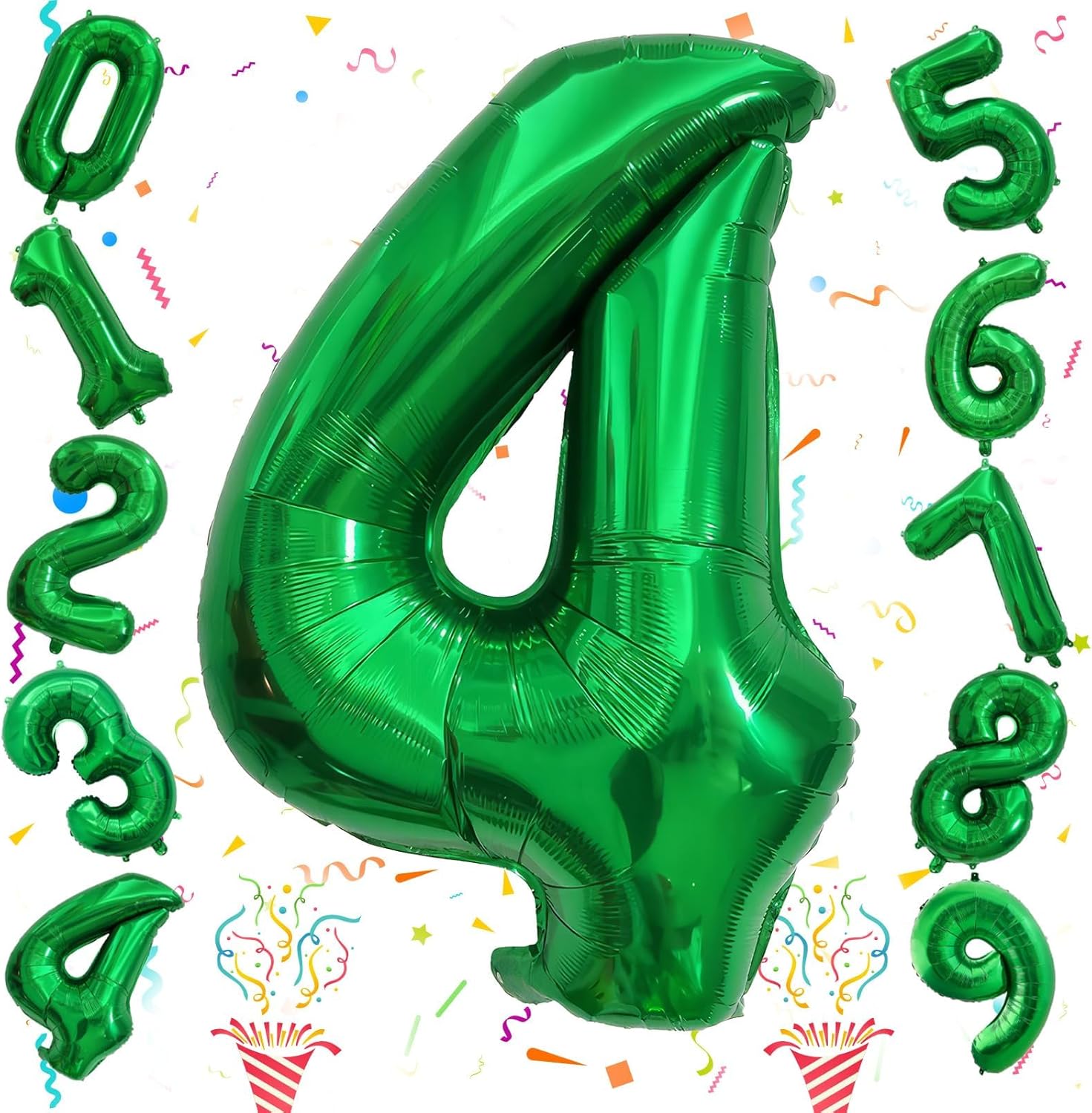 Amazon.com: Emerald Green Number Balloons, 40 Inch Dark Green Number 4 ...