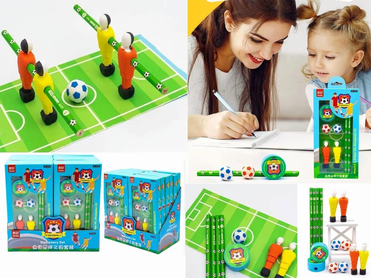Crackles Cute Foosball Theme Erasers, Pencils and Sharpener Stationery ...