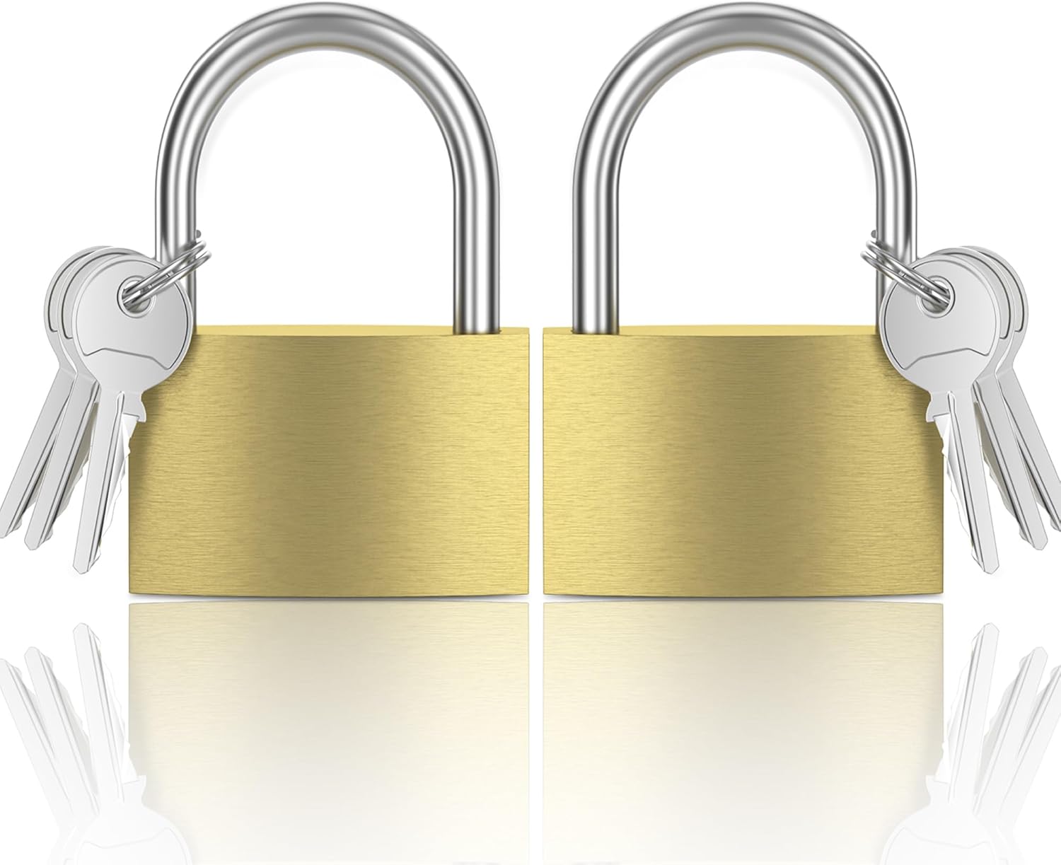 Elodyunhc Padlock Pack of 2 Lock with Key, Small Brass Padlock with Key ...