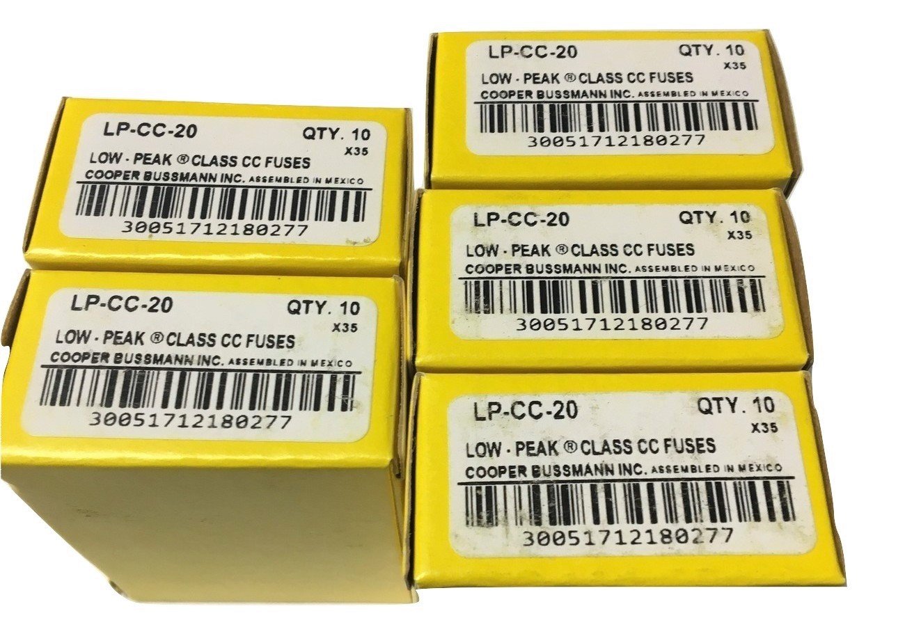 BUSSMANN COOPER LP-CC-20 Low Peak Current Fuse 20A LPCC20 (PACK OF 50 ...