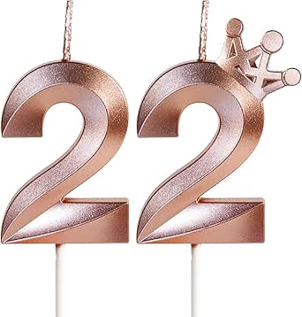 Amazon.com: 22th Birthday Candles for Cake, Number 22 Rose Gold Candles ...