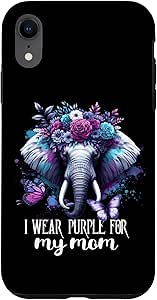 Amazon.com: iPhone XR I Wear Purple For My Mom Cool Elephant Alzheimer ...