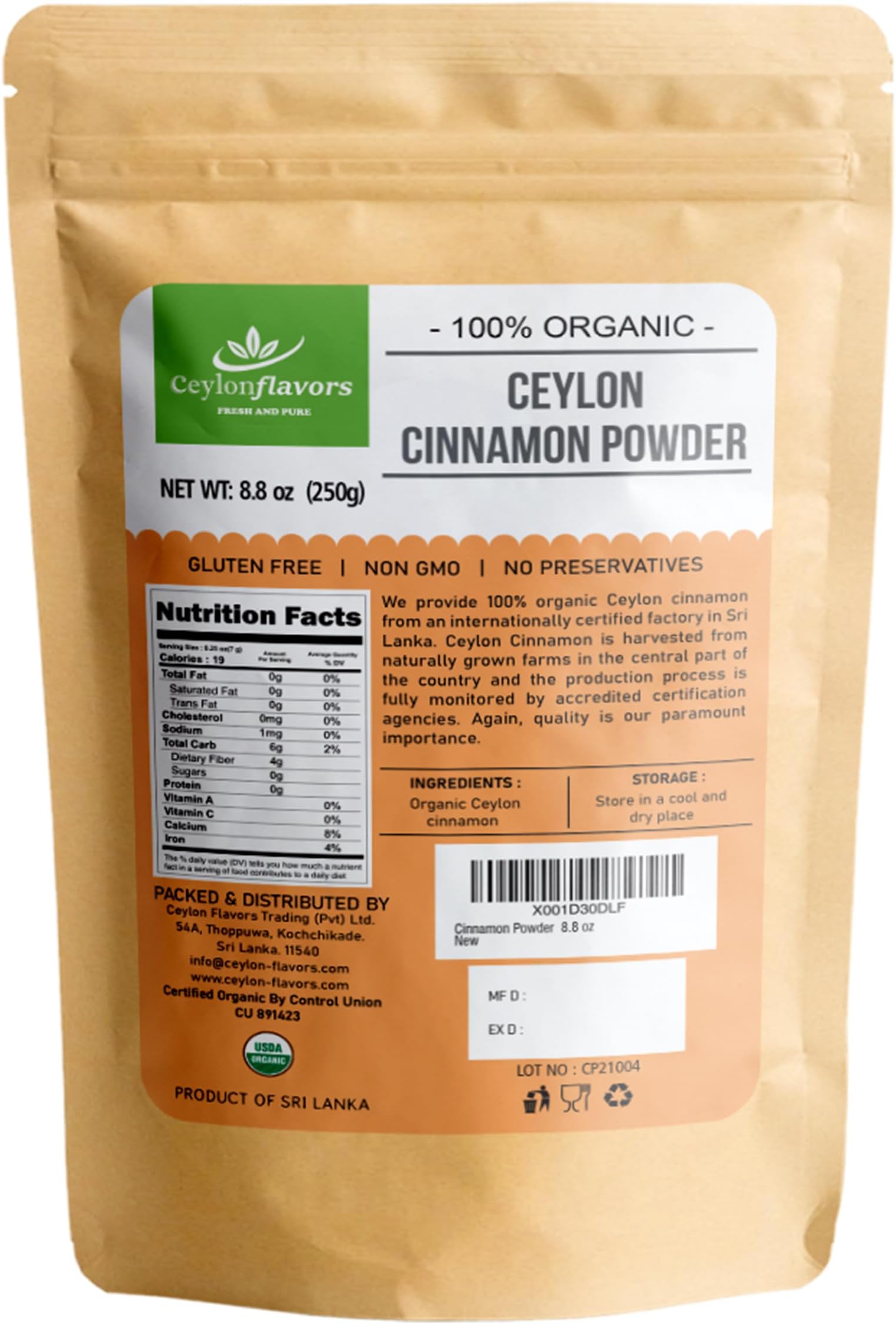 Amazon.com : Organic Ceylon cinnamon powder premium special grade from ...