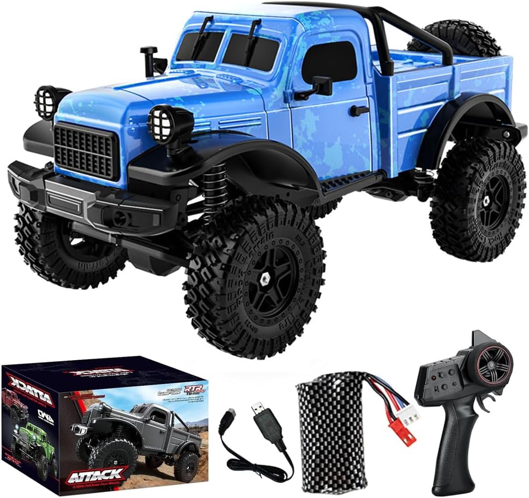 2.4GHz Off-Road Rock Crawler RC Truck with LED Lights,12km/h Speed All ...
