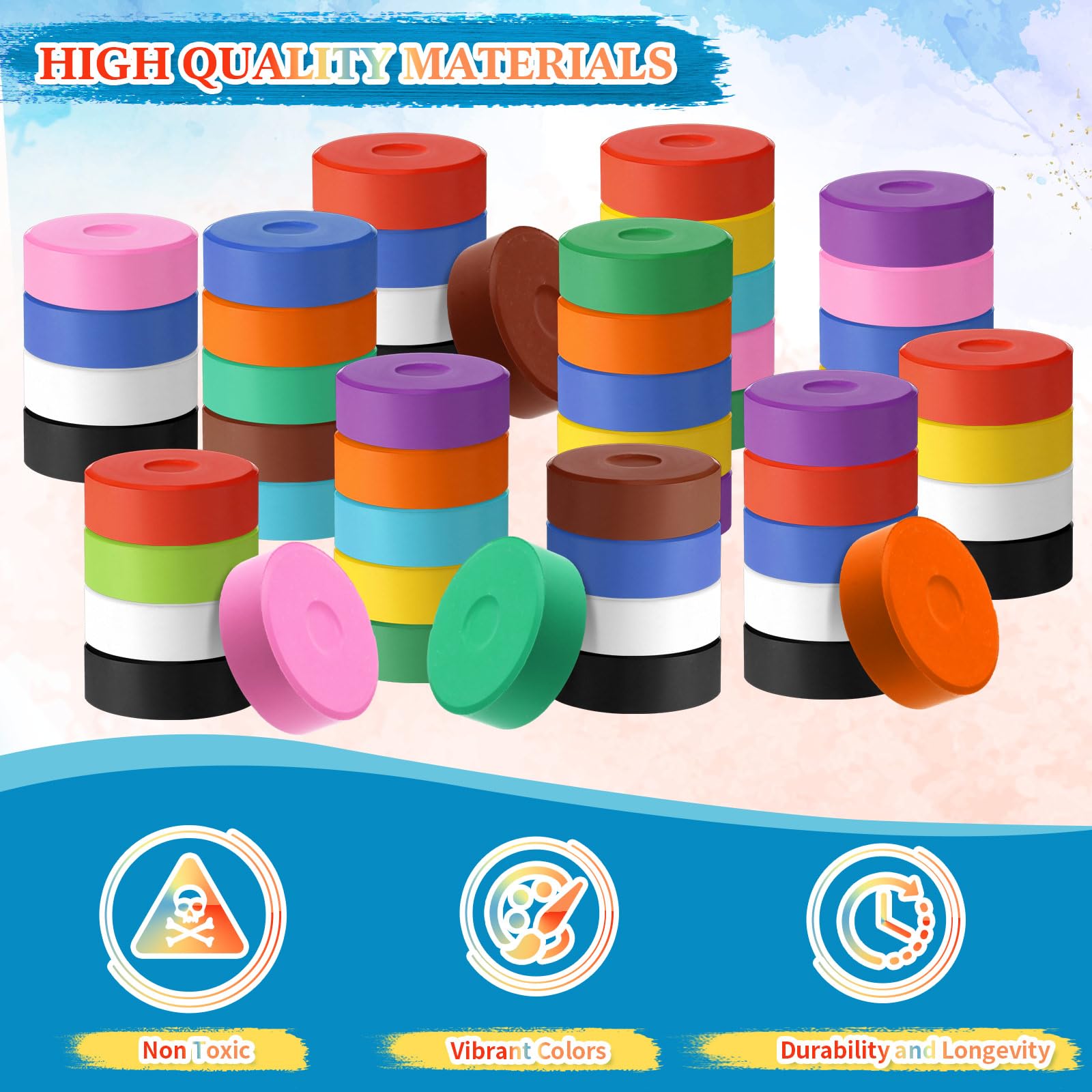 Snapklik.com : 60 Pcs Tempera Paint Cakes 12 Colors Large Washable Cake ...