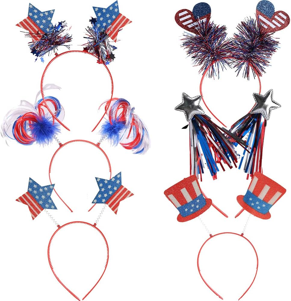Amazon.com: Carriecur Patriotic Headband, 6 pcs Head Boppers Headband ...