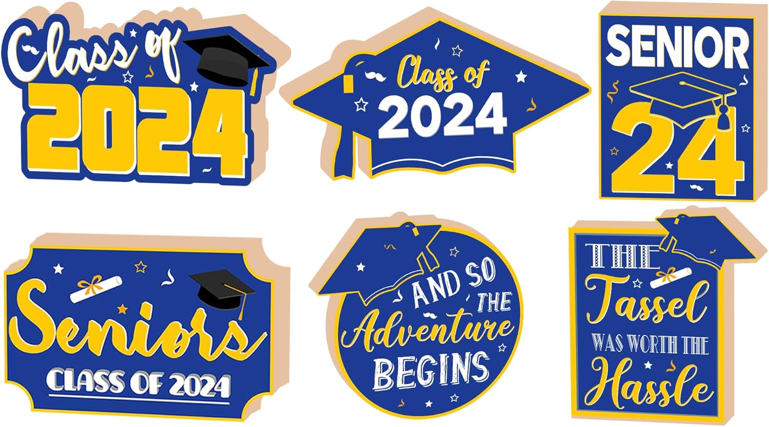 Amazon.com: cuixinclt 6pcs Blue and Gold Graduation Tiered Tray ...