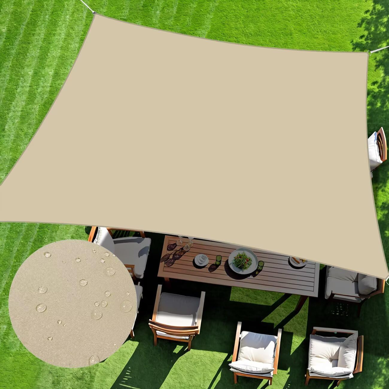 Amazon.com : ChasingMoon Waterproof Sun Shade Sail, 10' x 10' Beige ...