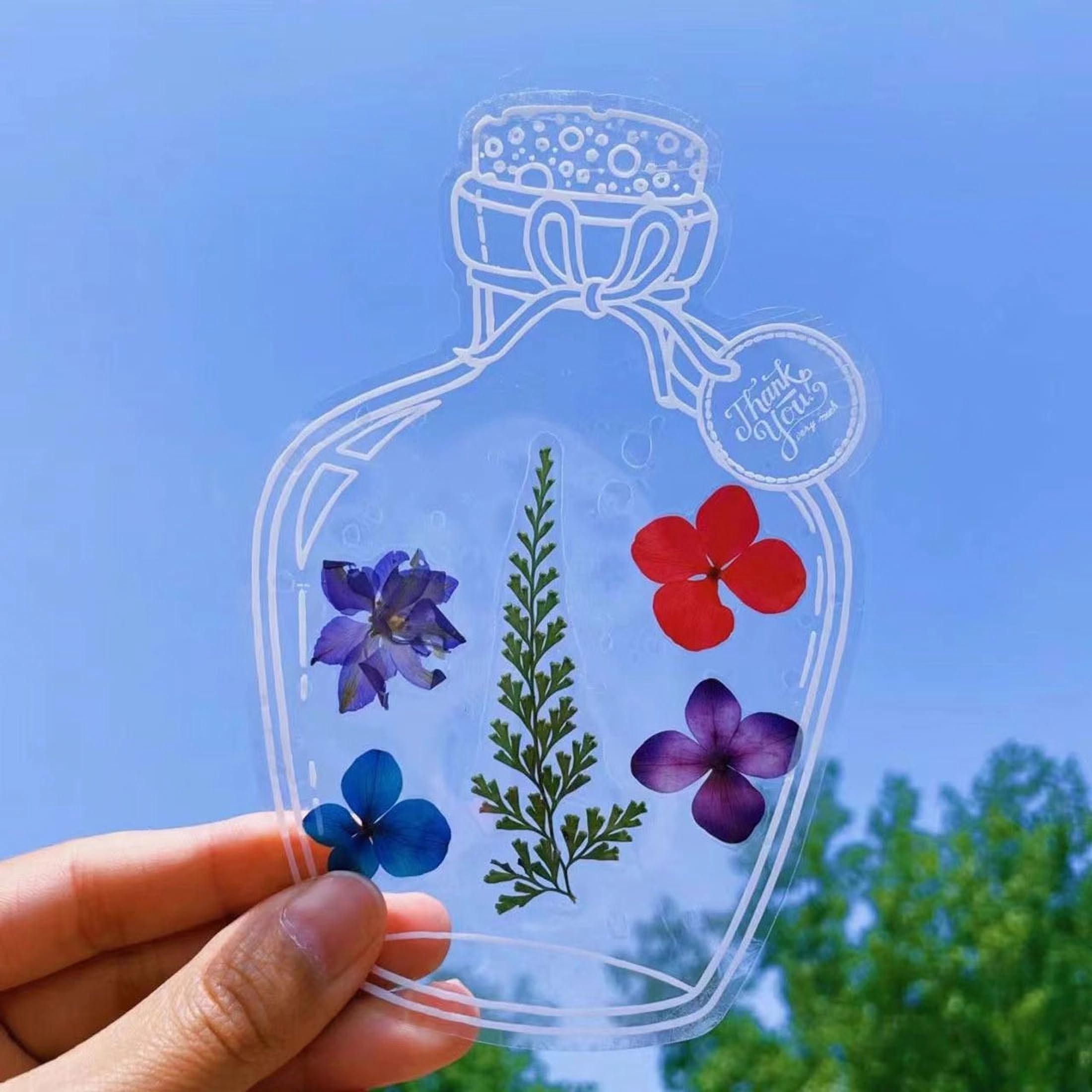 Amazon.com: 60Pcs Large Size DIY Bookmarks, Transparent Dried Flower ...