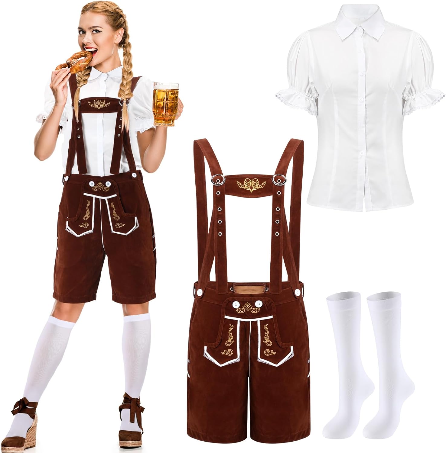 Amazon.com: SATINIOR Women's Bavarian Oktoberfest Costume Set of 3 ...