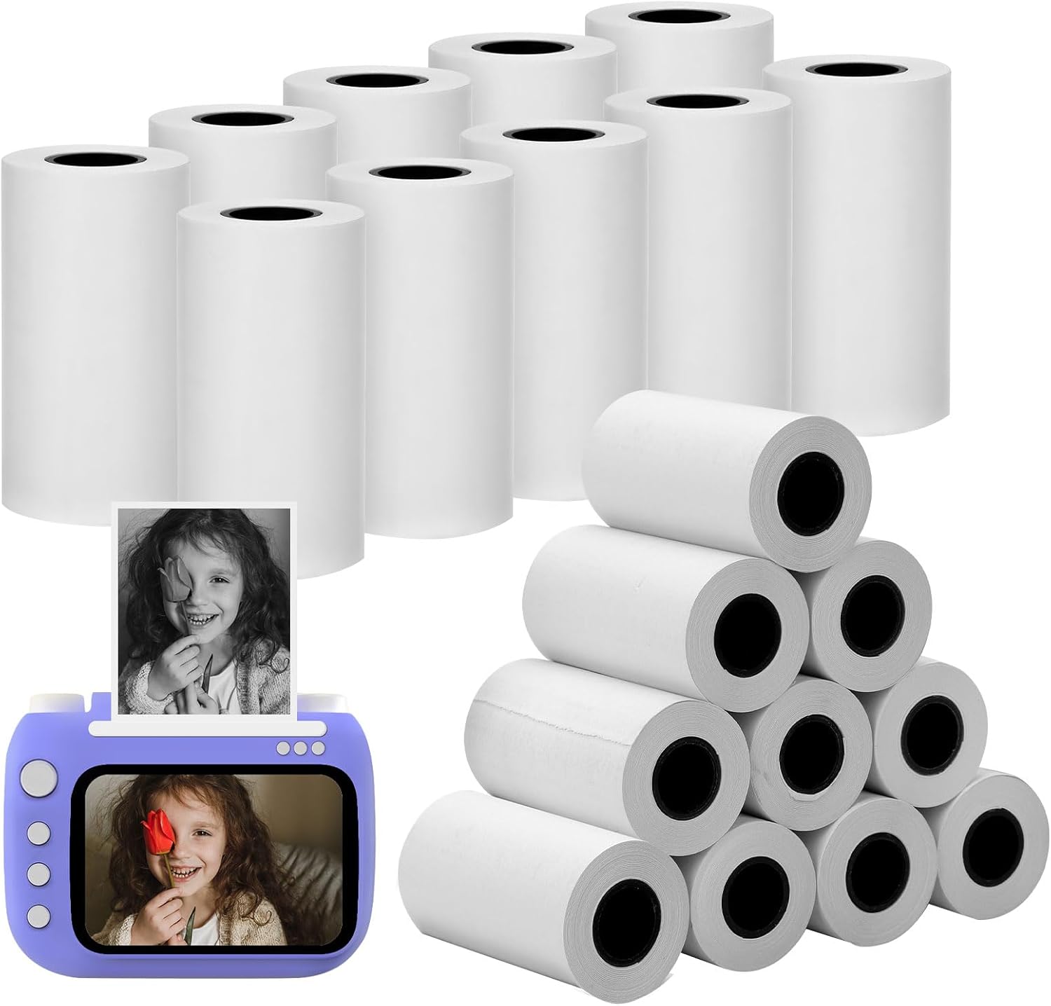 20 Rolls Kids Instant Camera Paper, 2.2x1.2 Inch Refill Roll HD ...