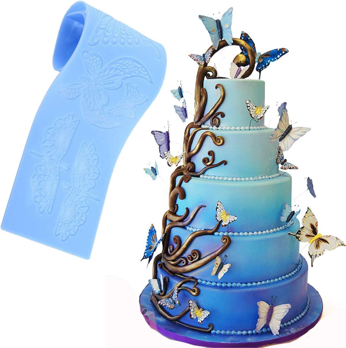 Amazon.com: Namzi Edible Wedding Floral Flower lace Cake Silicone ...