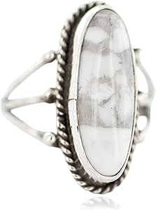 $290Tag Silver Navajo Certified White Howlite Native American Ring Size ...