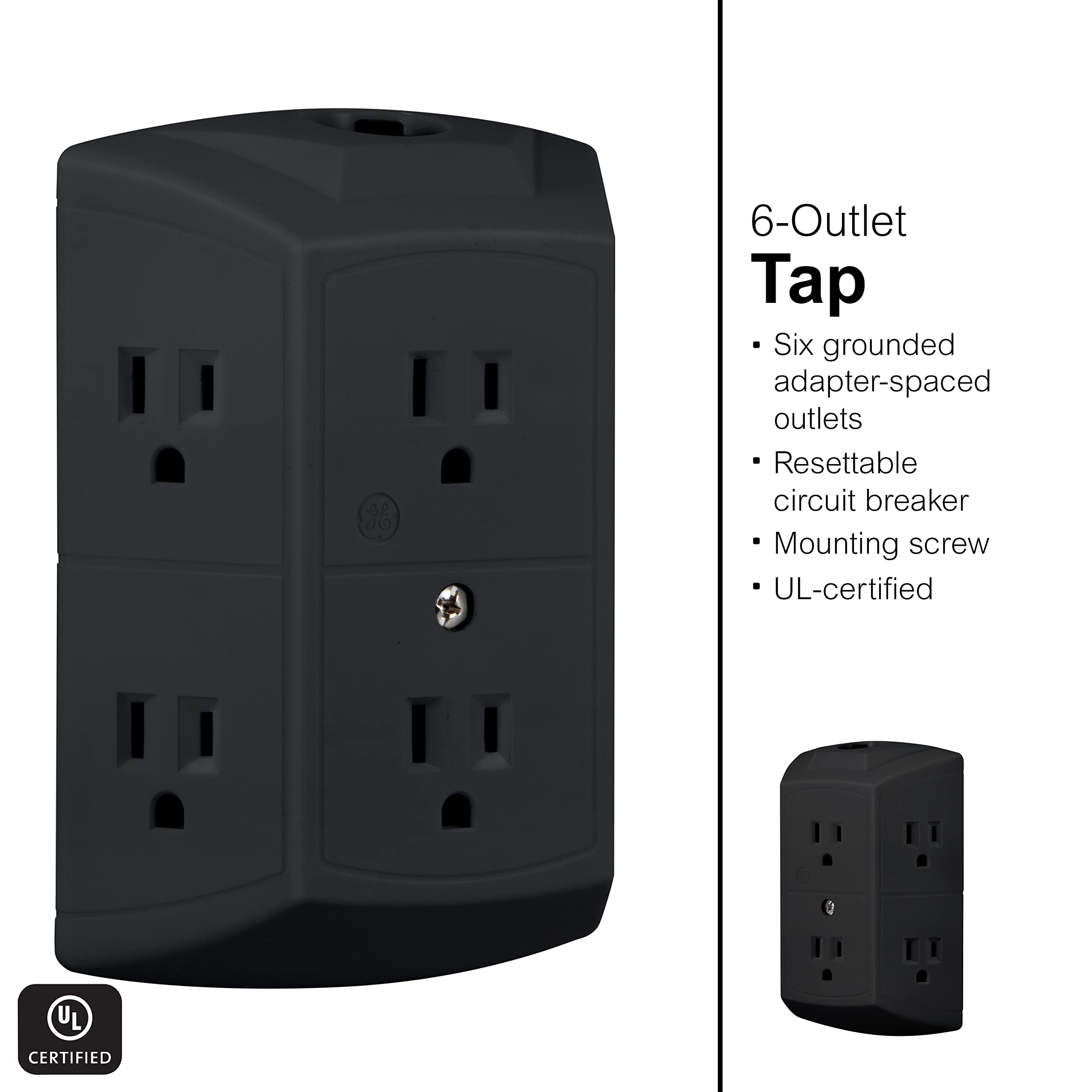 Snapklik.com : 6-Outlet Extender, 2 Pack, Grounded Wall Tap, Reset ...