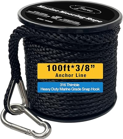 Amazon.com: 100 FT Double Braided Nylon Boat Anchor Rope 3/8inch with ...