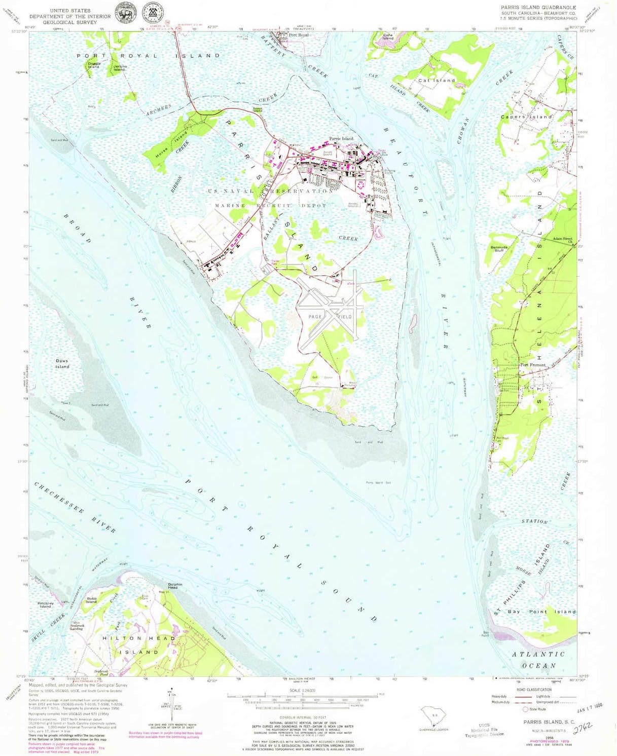 Amazon.com : YellowMaps Parris Island SC topo map, 1:24000 Scale, 7.5 X ...