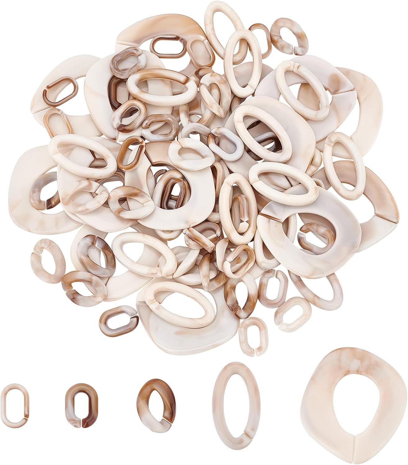 Amazon.com: SUPERFINDINGS 100Pcs 5 Styles Acrylic Linking Rings Quick ...